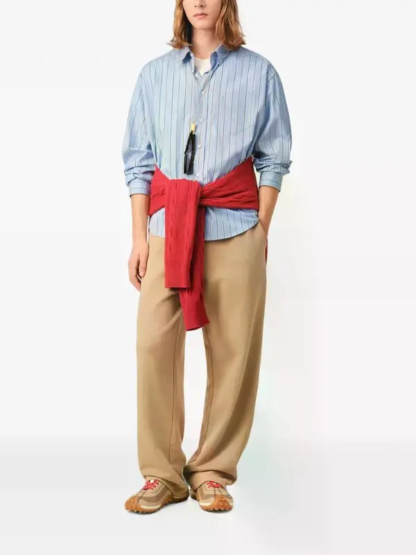 AMI Paris Boxy Striped Cotton Shirt With Embossed De Coeur