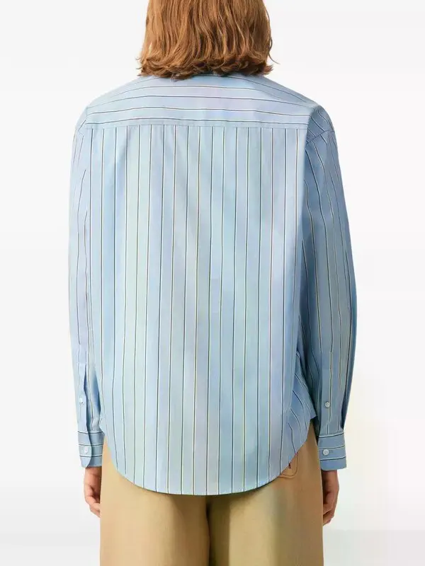 AMI Paris Boxy Striped Cotton Shirt With Embossed De Coeur