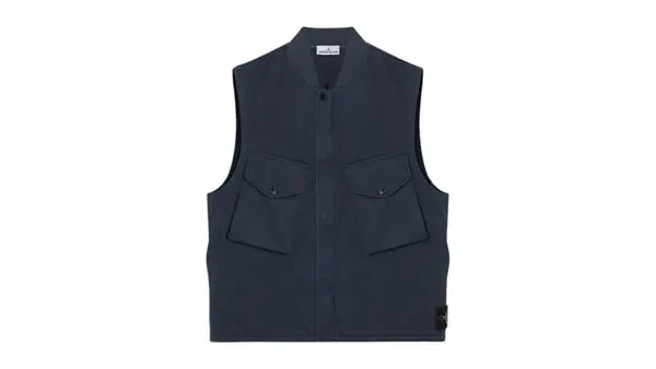 Stone Island G100013 Dense Cotton Twilltc Utility Vest - Navy Blue