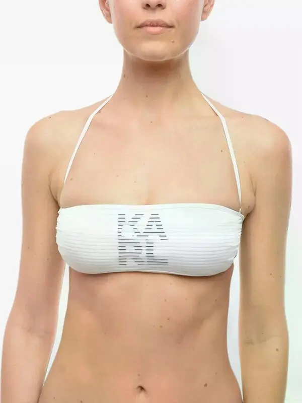 Karl Lagerfeld Logo-print Bikini Top - White