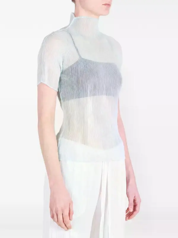 Issey Miyake Pleated High-neck Top