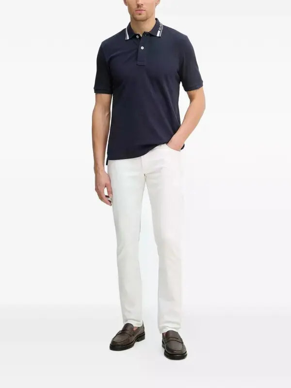 BLAUER. Logo-patch Short-sleeve Polo Shirt