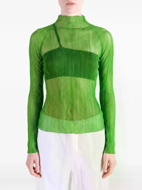 Issey Miyake Chiffon Twist 1 Pleated High-neck Top