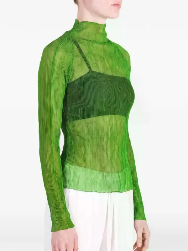 Issey Miyake Chiffon Twist 1 Pleated High-neck Top