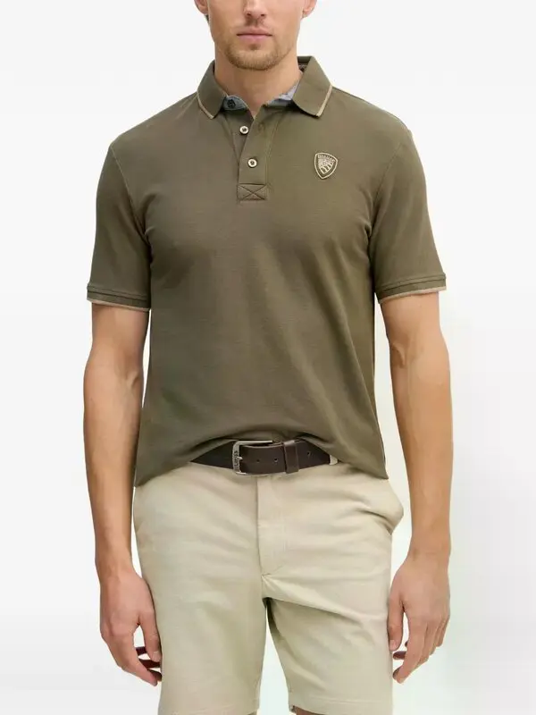 BLAUER. Logo-patch Piqué Polo Shirt