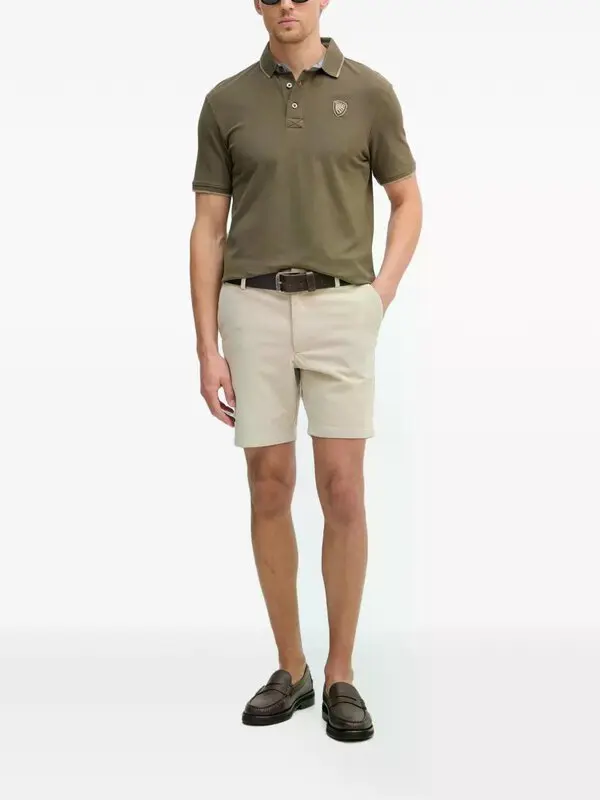BLAUER. Logo-patch Piqué Polo Shirt