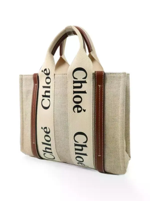 Chloé Woody Canvas Tote Bag - Neutrals