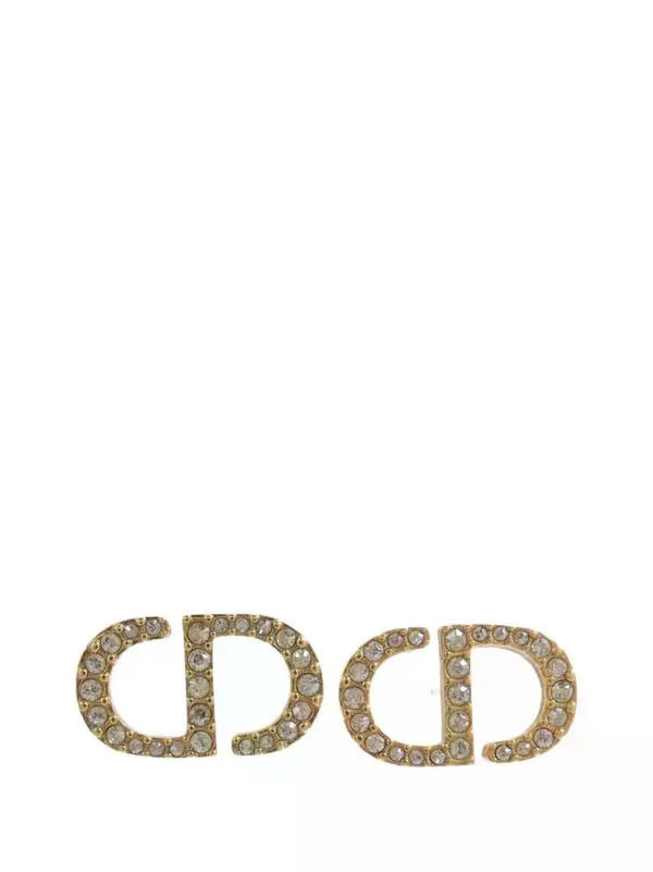 Dior Crystal-embellished Cd Signature Stud Earrings - Gold