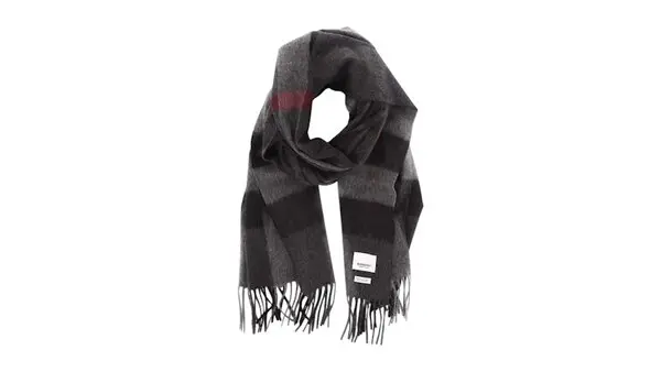 Burberry Half Mega Check Cashmere Scarf - Charcoal