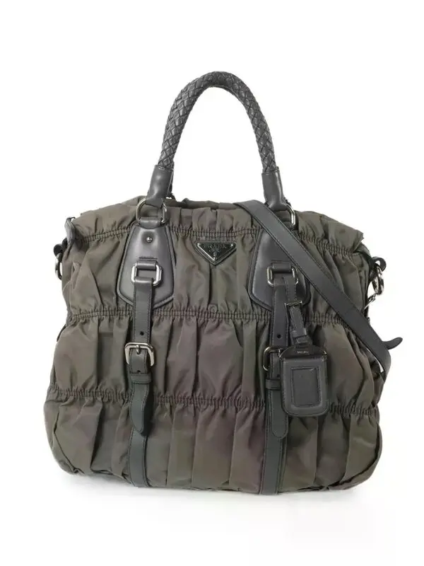 Prada Tessuto Gaufre Two-way Handbag - Grey