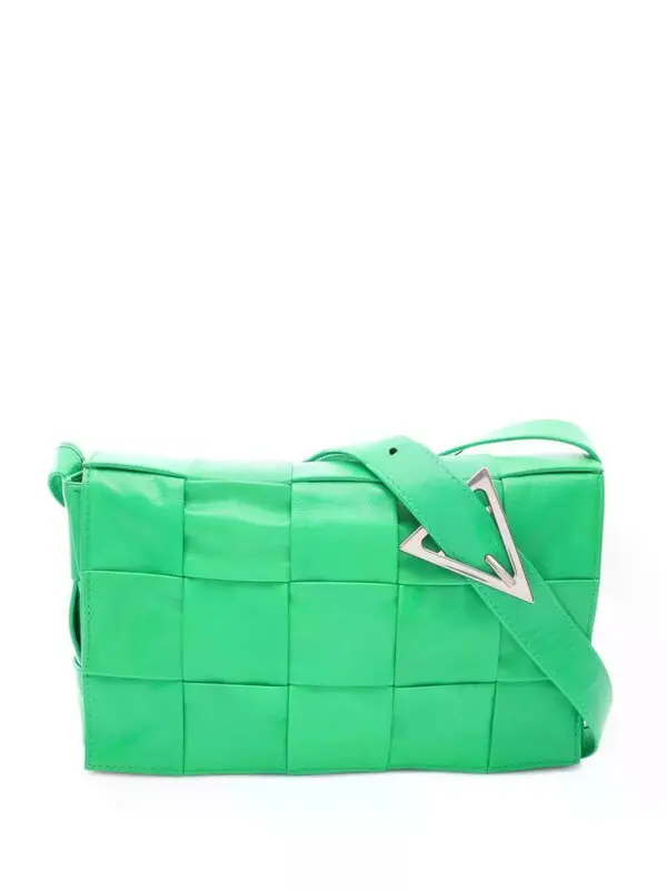 Bottega Veneta 2010s Small Cassette Maxi Intrecciato Shoulder Bag - Green