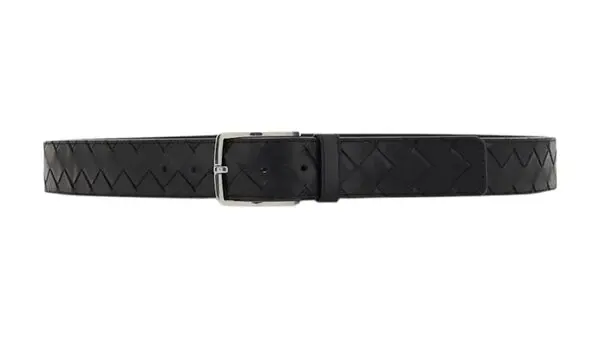 Bottega Veneta Intrecciato Weave Leather Belt - Black