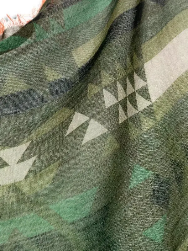 Valentino Garavani Geometric-print Frayed Scarf