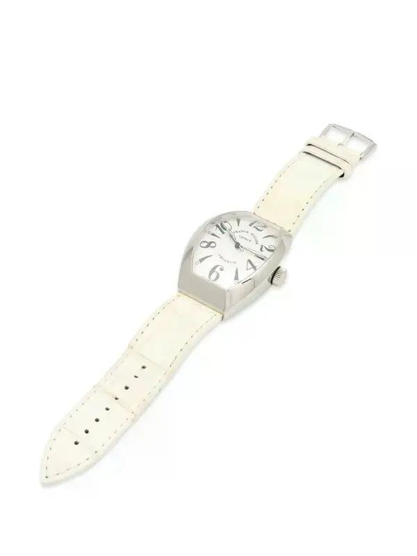 Franck Muller Art Deco 39mm Watch With Silver-tone Dial And Calf Leather Strap