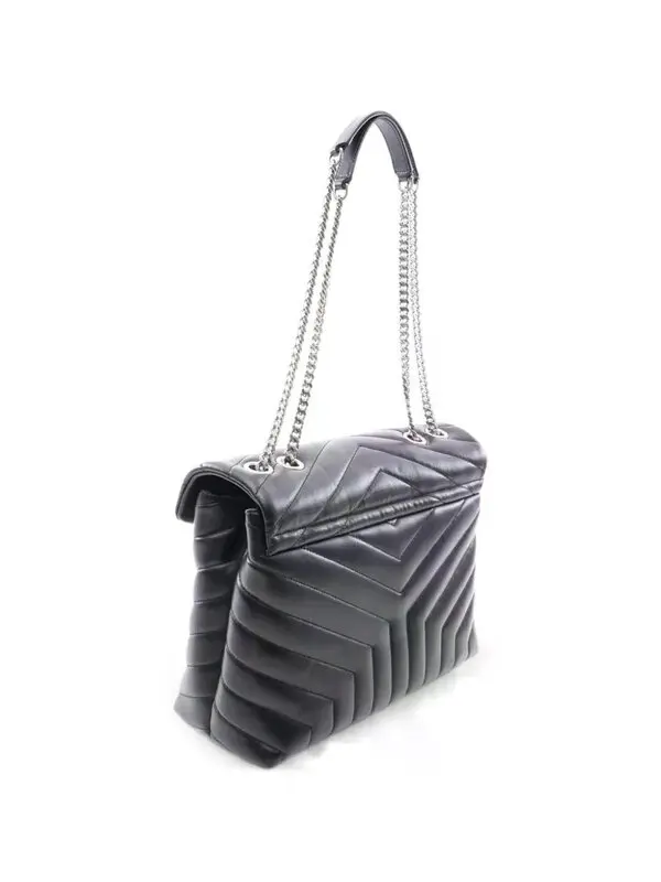 Saint Laurent Leather Chevron Quilted Medium Lulu Shoulder Bag
