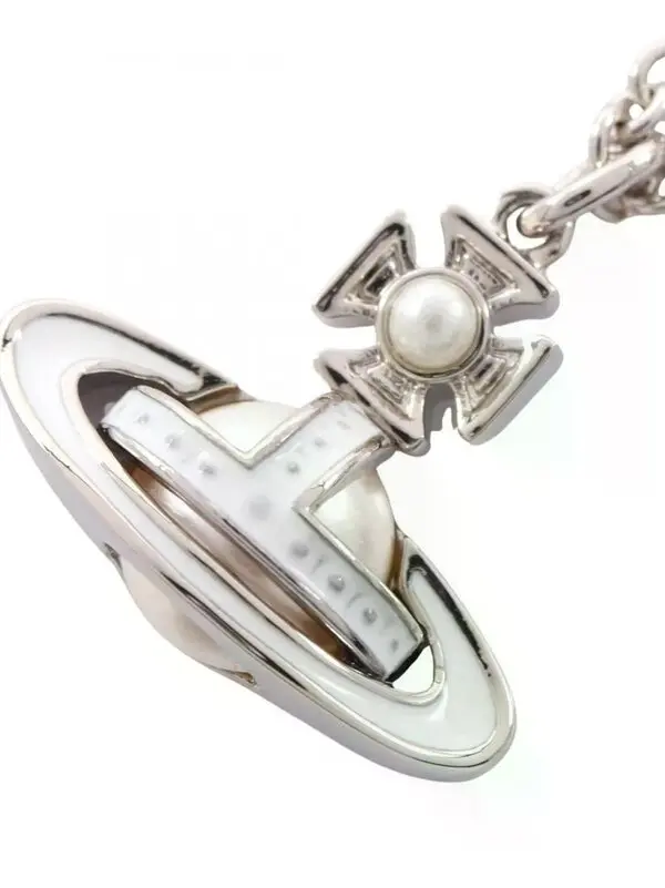 VIVIENNE WESTWOOD Tone Orb Pendant Faux Pearl Embellished Necklace