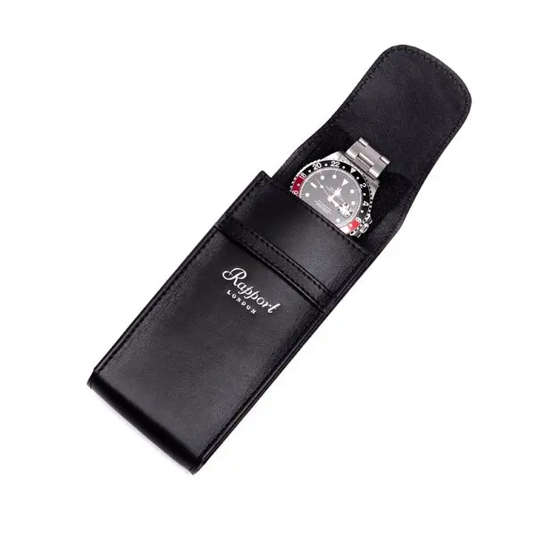 RAPPORT LONDON Hyde Park Leather Watch Pouch - Black
