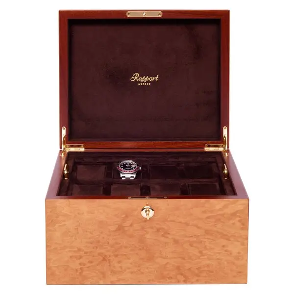 RAPPORT LONDON Heritage Sixteen Watch Box - Burr Walnut