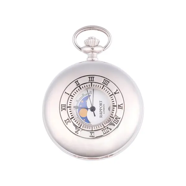 RAPPORT LONDON Half Hunter Pocket Watch With Moonphase And Date Display