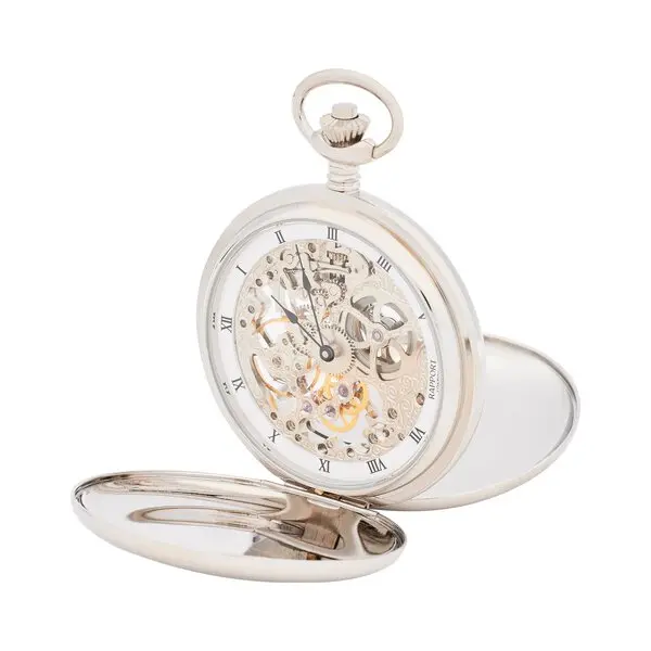 RAPPORT LONDON Double Hunter Skeleton Mechanical Pocket Watch
