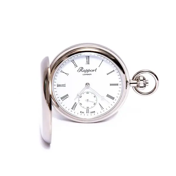 RAPPORT LONDON Mechanical Double Hunter Pocket Watch - Silver