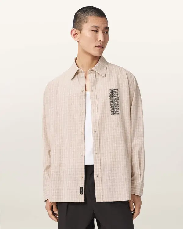ALLSAINTS Repeater Long Sleeve Oversized Check Shirt