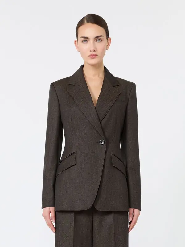 Max Mara Denim-look Wool Fitted-waist Blazer