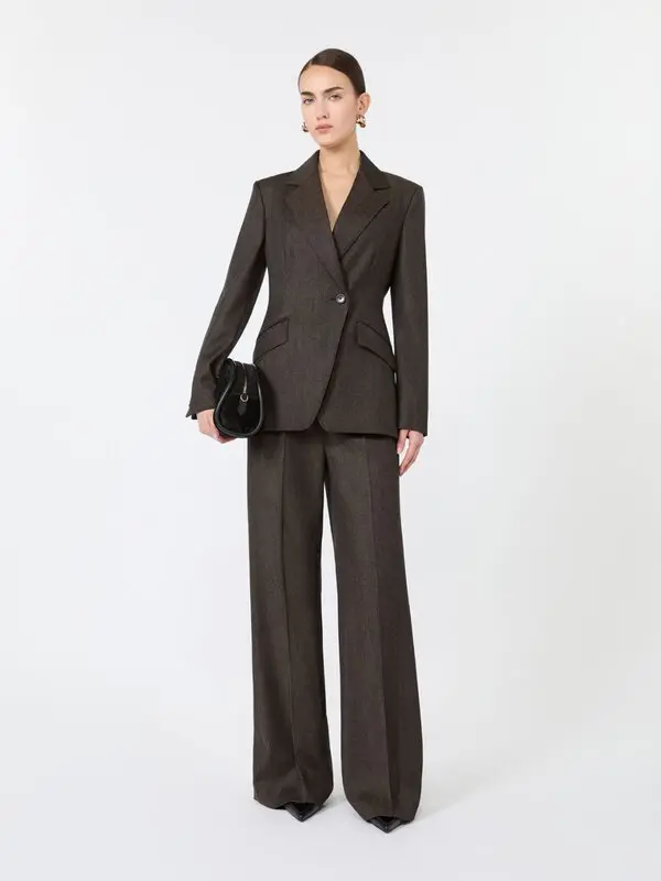 Max Mara Denim-look Wool Fitted-waist Blazer