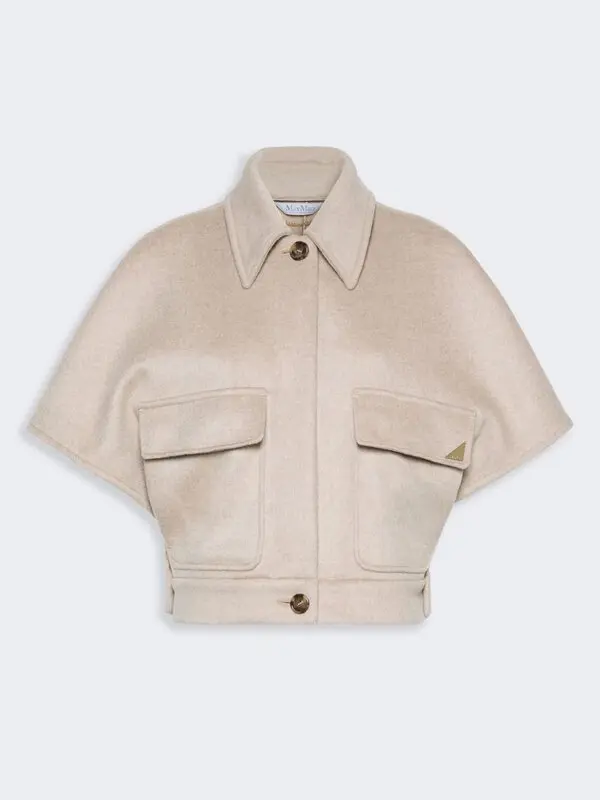 Max Mara Boxy Cape In Cashmere Drap - Stone