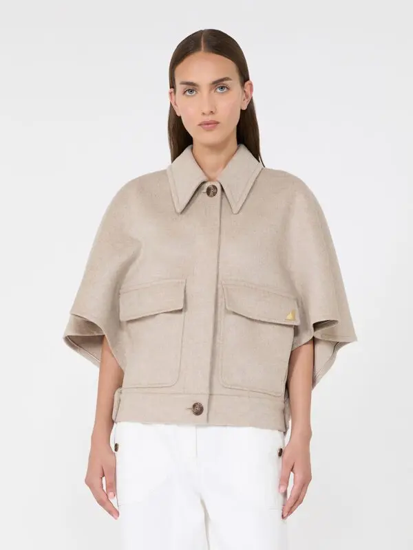 Max Mara Boxy Cape In Cashmere Drap