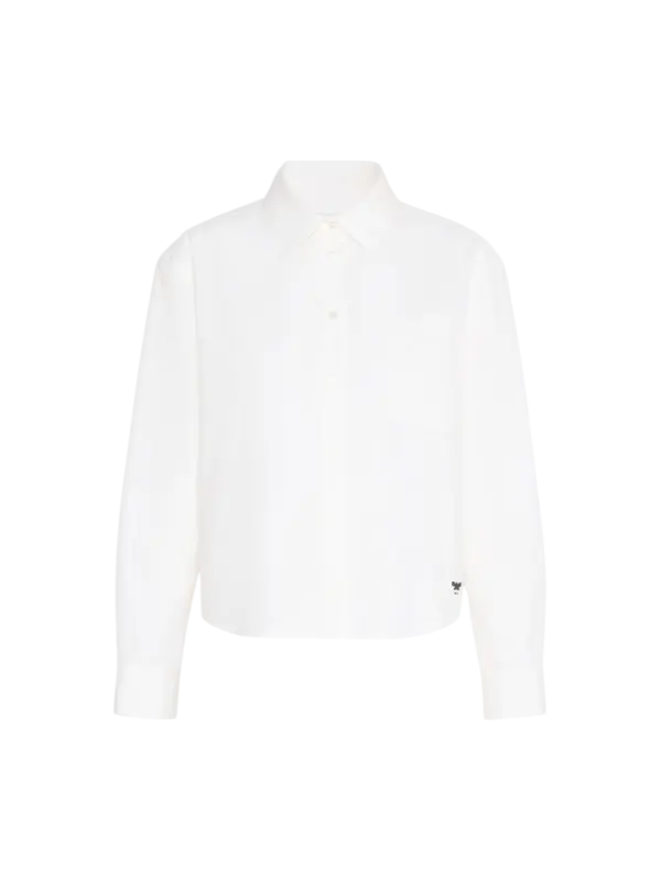 Max Mara Cotton Poplin Shirt With Embroidered Butterfly Logo - White