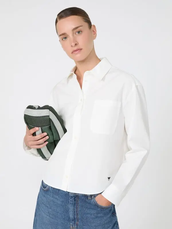 Max Mara Cotton Poplin Shirt With Embroidered Butterfly Logo