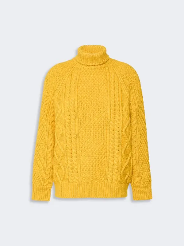 Max Mara Wool Yarn Turtleneck Aran Jumper
