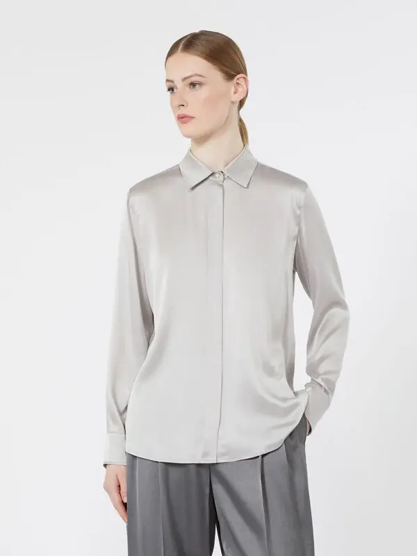Max Mara Mannish Silk Satin Shirt