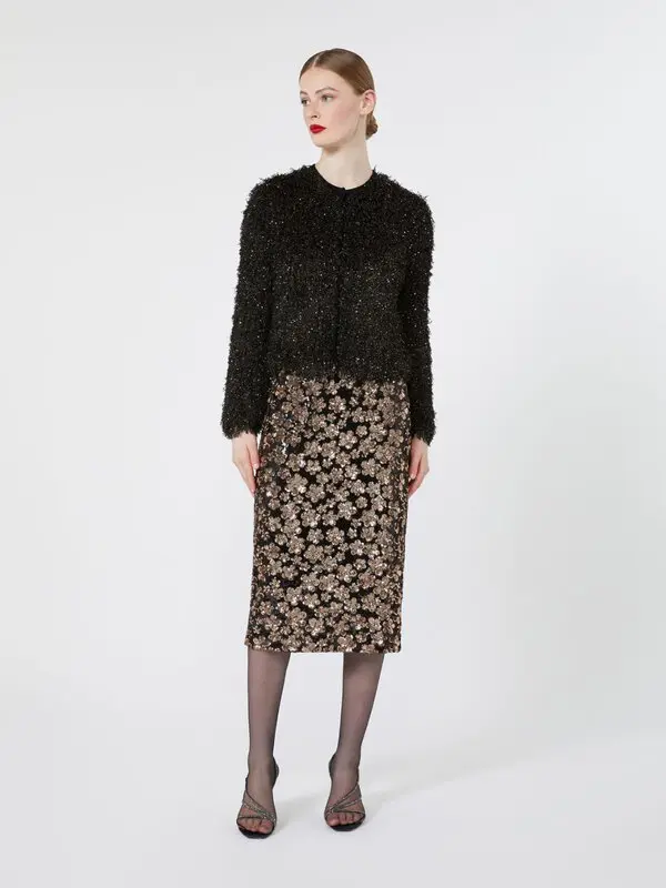 Max Mara Sequinned And Embroidered Tulle Pencil Skirt