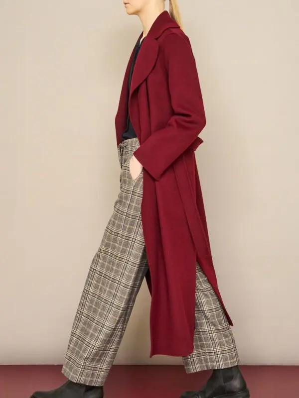 Max Mara Wool Broadcloth Robe Coat - Bordeaux