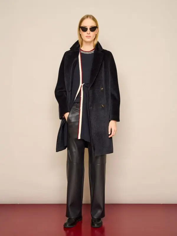 Max Mara Alpaca And Wool Blend Midi Coat - Midnightblue