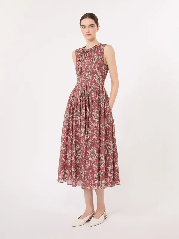 Max Mara Printed Cotton Voile Midi Dress