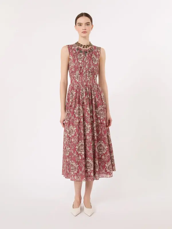 Max Mara Printed Cotton Voile Midi Dress
