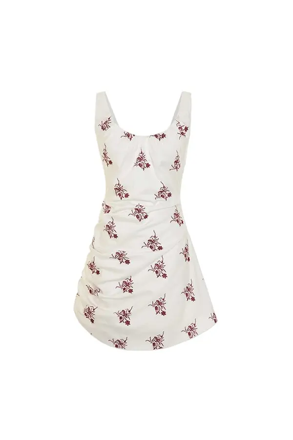 PCFG Asymmetric Embroidered Mini Dress