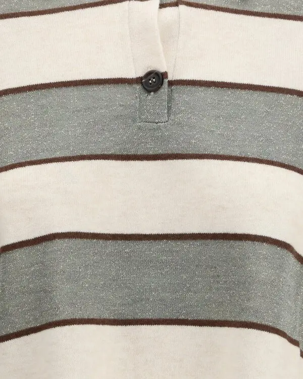 Brunello Cucinelli Striped Knit Polo Sweater - Multicolour