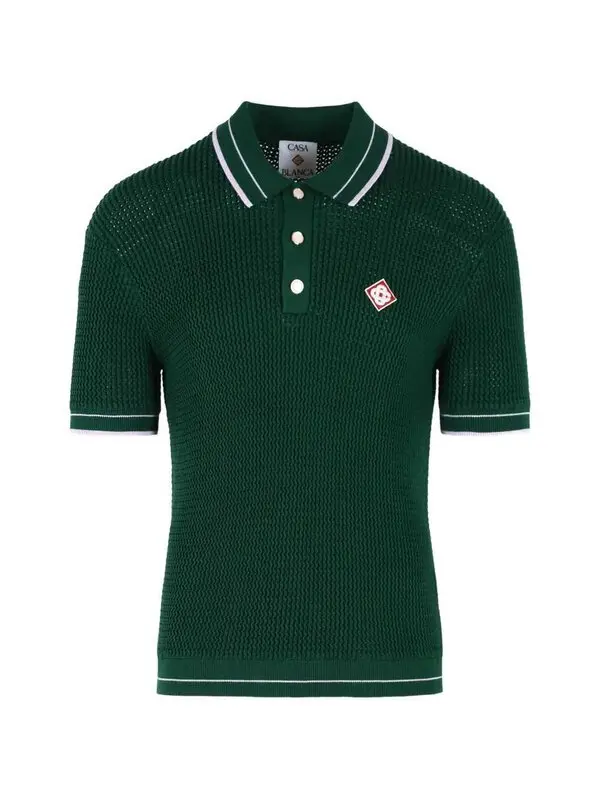 Casablanca Polo Shirt With Buttons And Logo Appliqu - Green