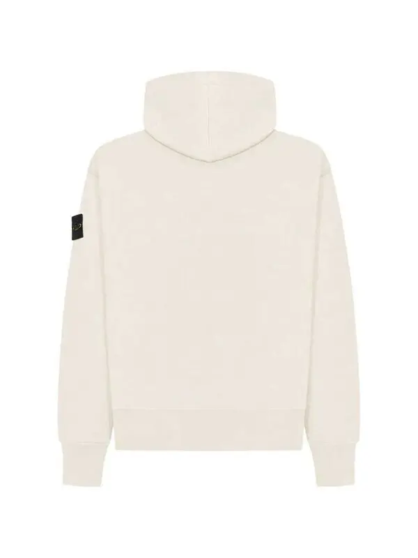 Stone Island Zip-up Hoodie With Logo Appliqu - White