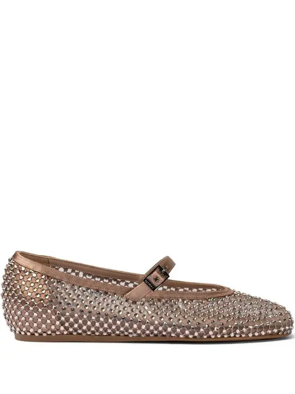 LE SILLA Gildain Satin Ballet Flats With Embellishment - Brown