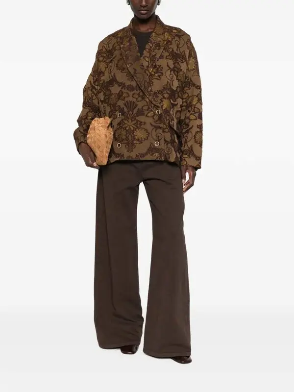 UMA WANG Double-breasted Floral Jacquard Jacket