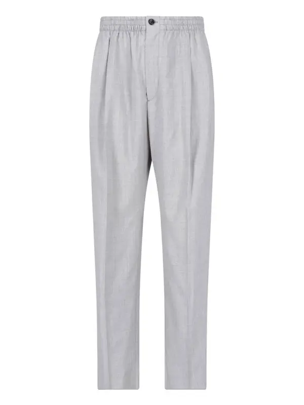 LARDINI Dark Grey Wool Pinstripe Trousers