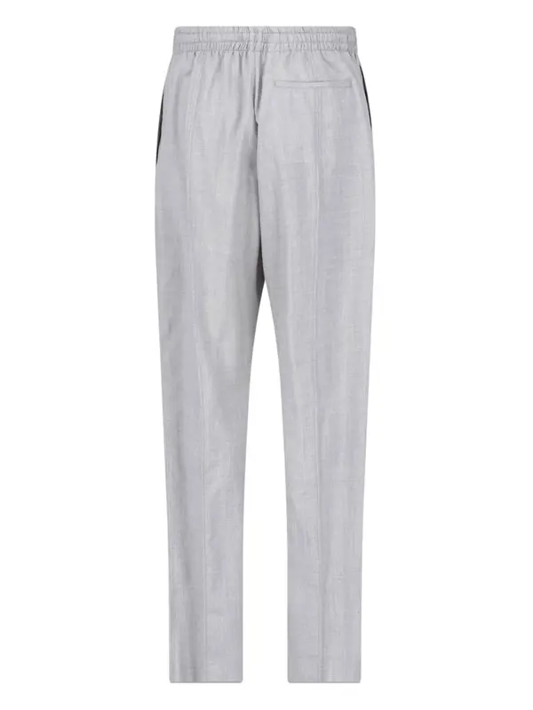 LARDINI Dark Grey Wool Pinstripe Trousers