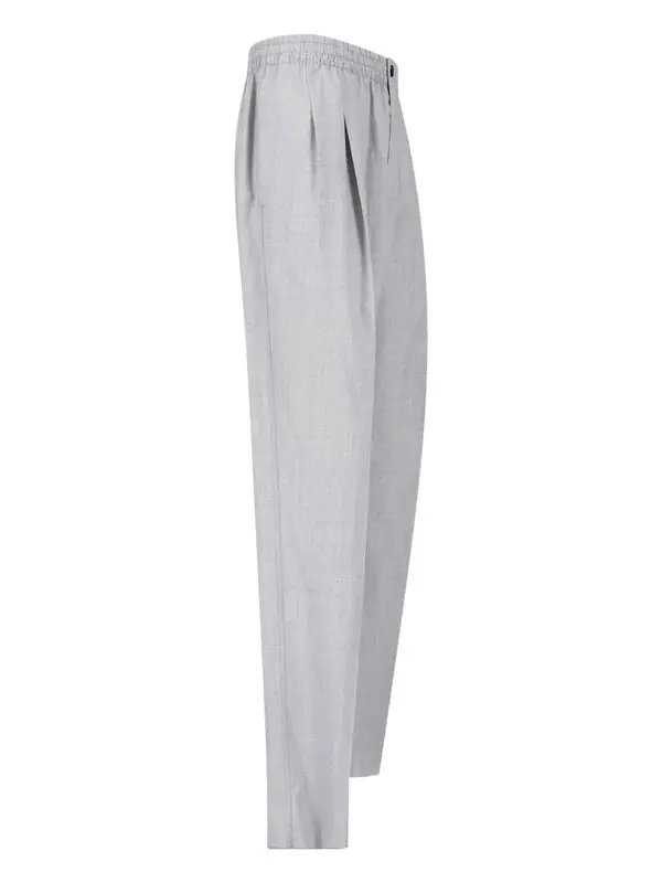 LARDINI Dark Grey Wool Pinstripe Trousers