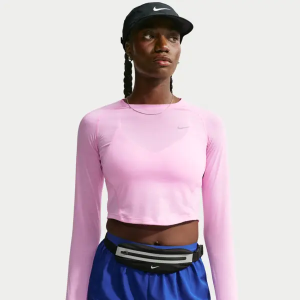 Nike Tempo Dri-fit Cropped Long-sleeve Running Top - Pink