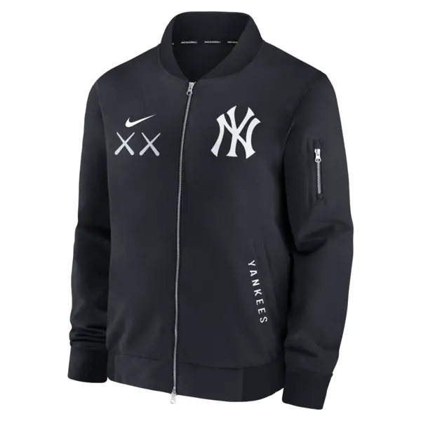 Nike X Kaws New York Yankees Mlb Full-zip Bomber Jacket - Blue